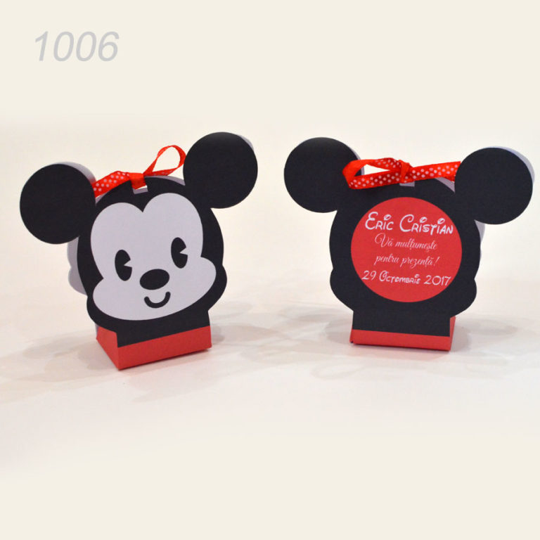 Bomboniere Cutiute Forma Mickey, Cutiute Marturii Botez Forma Mickey