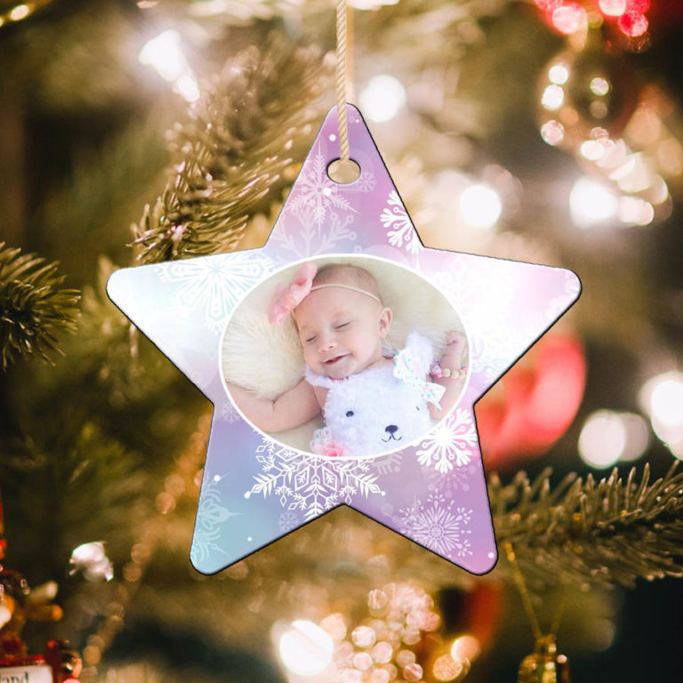 Stea De Brad Roz, Globuri Personalizate Mari 14 Cm